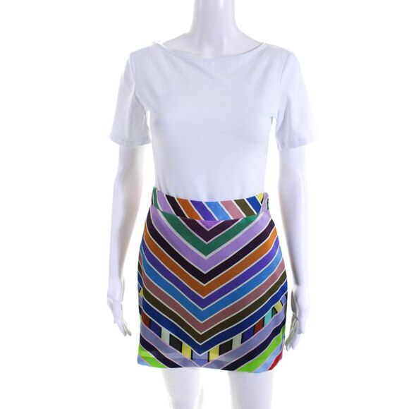 Milly | Skirts | Milly Womens Striped Mini Skirt Multi Colored Size 4 ...